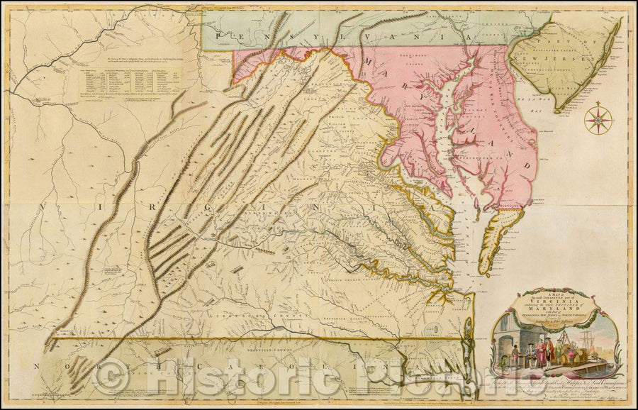 Historic Map - most Inhabited part of Virginia containing the whole Pr ...