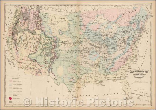 Historic Map - Asher & Adams' Geological Map United States and its Ter ...