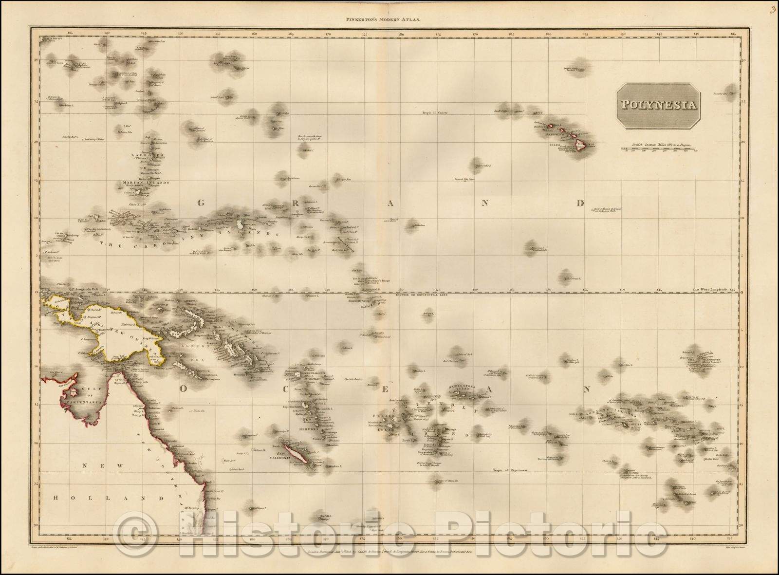 Historic Map - Polynesia (Hawaii to Australia), 1812, John Pinkerton v ...