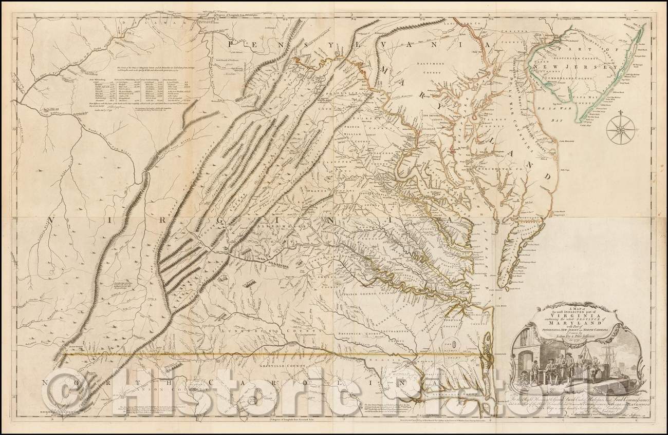 Historic Map - most Inhabited part of Virginia containing the whole Pr ...
