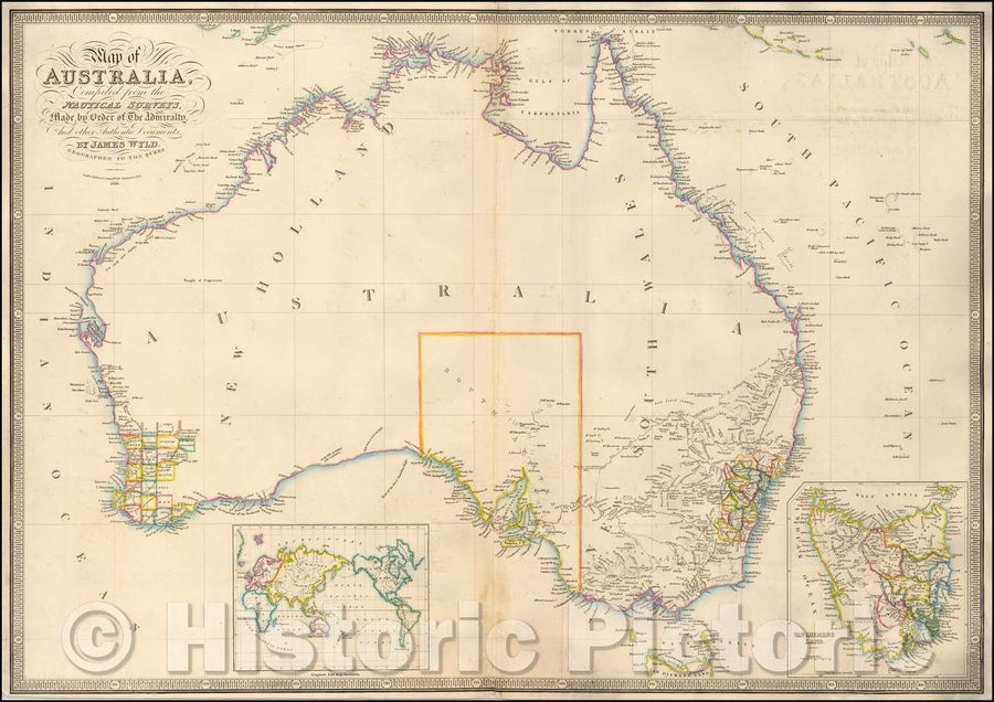 Historic Map - Map of Australia, 1844, James Wyld v2 – Historic Pictoric