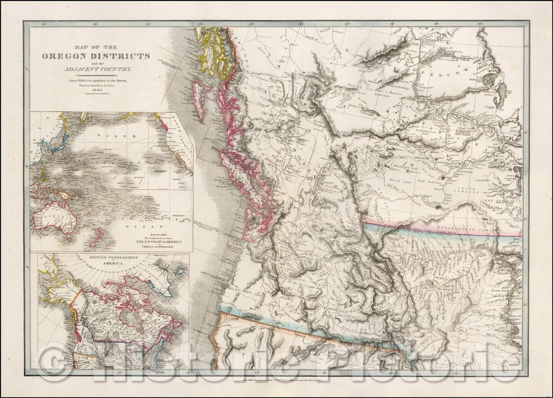 Historic Map - Map of the Oregon Districts and the Adjacent Country, 1 ...