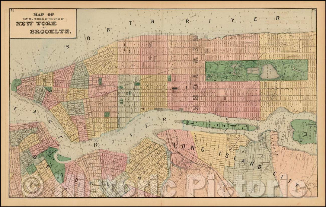 Historic Map - Map of Central Portions of the Cities of New York and B ...