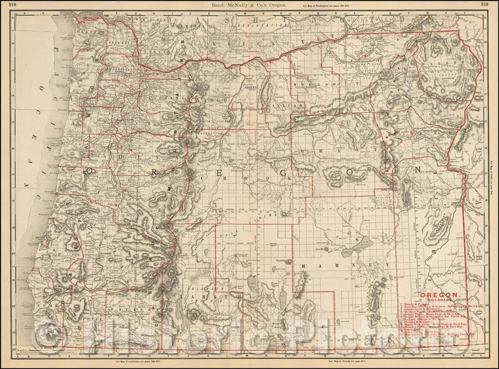 Historic Map - Rand McNally &. Co.'s Oregon, 1895, William Rand - Vint ...