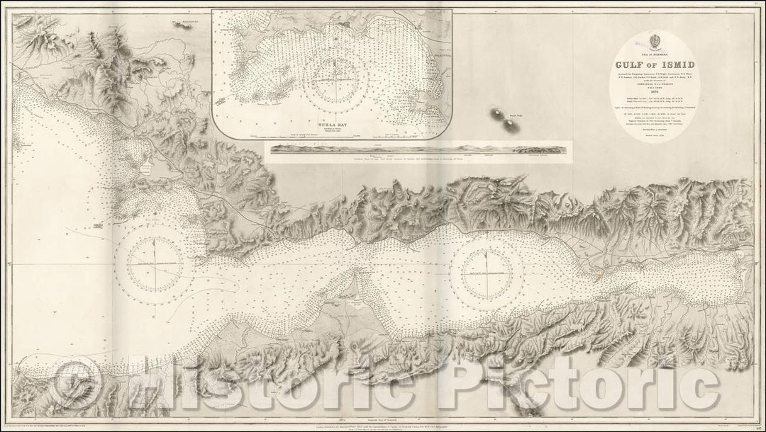 Historic Map - Sea of Marmara - Gulf of Ismid Surveyed, 1883, British ...