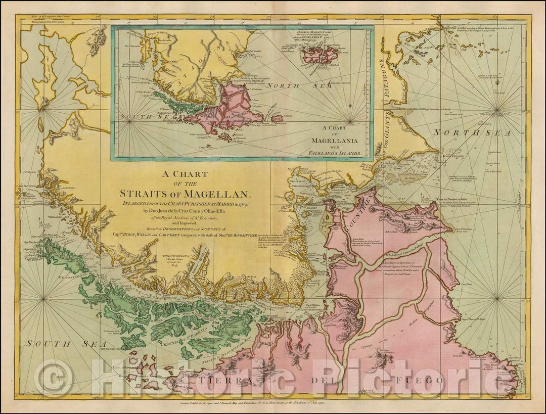 Historic Map - A Chart of the Straits of Magellan Inlarged from the Ch ...