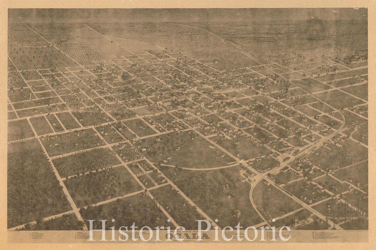 Historic Map - Bird's Eye View of The City of Ocala Marion County, Fla ...