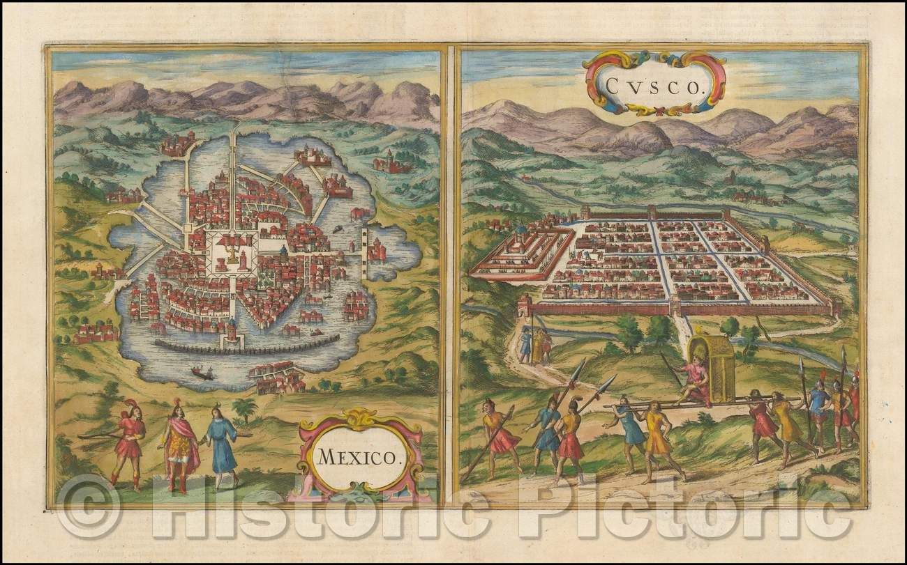Historic Map - Mexico. [with:] Cusco, 1657, Jan Jansson - Vintage Wall ...