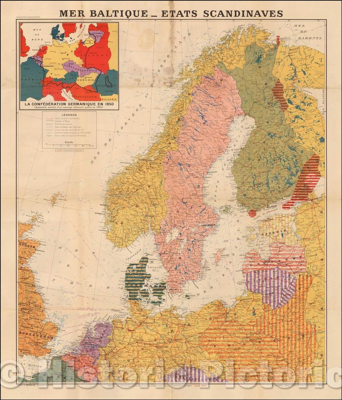 Baltic Sea Scandinavian States 1940 WWII Historical Map – Historic Pictoric