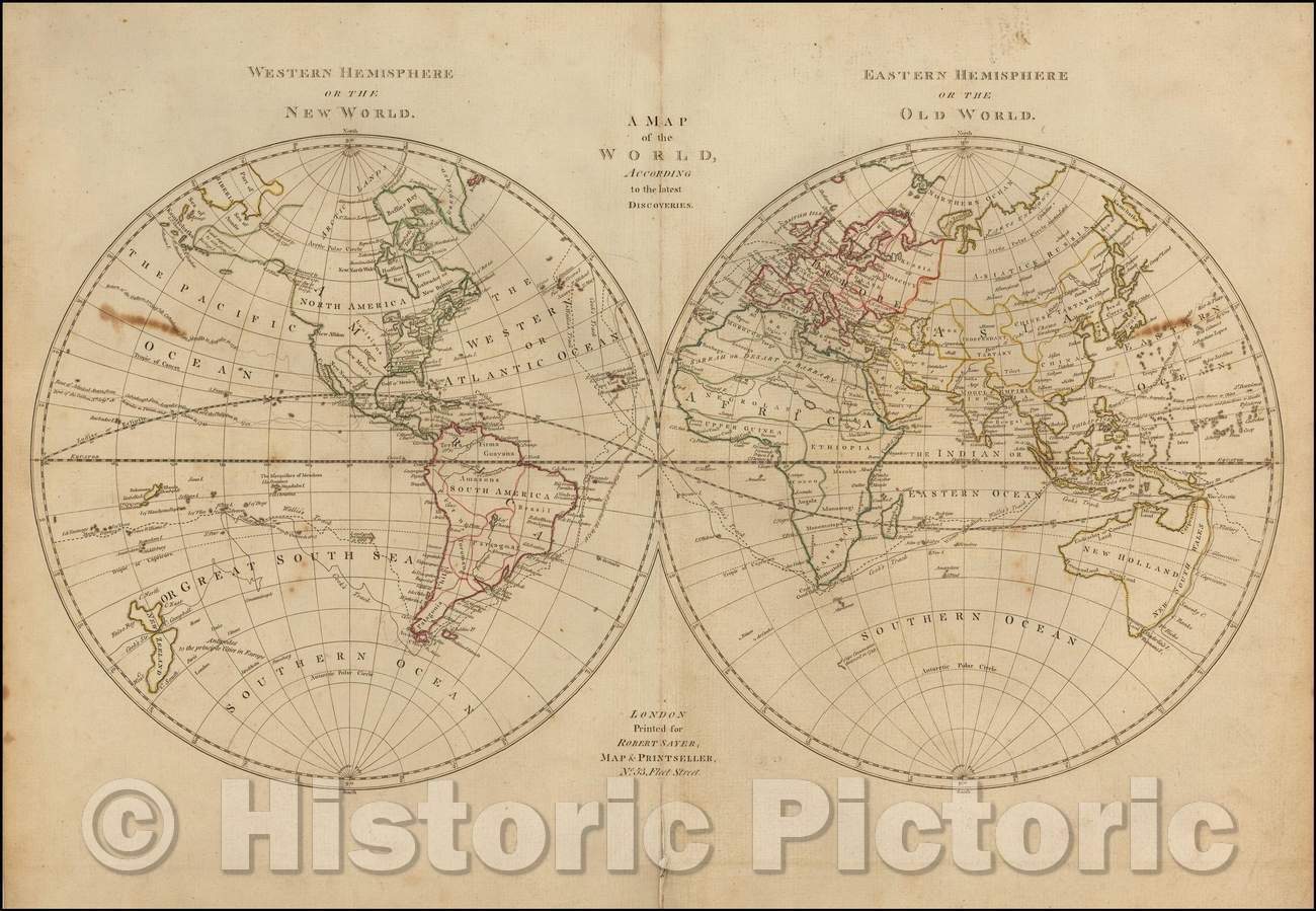 Historic Map - World, 1773, Robert Sayer - Vintage Wall Art – Historic ...