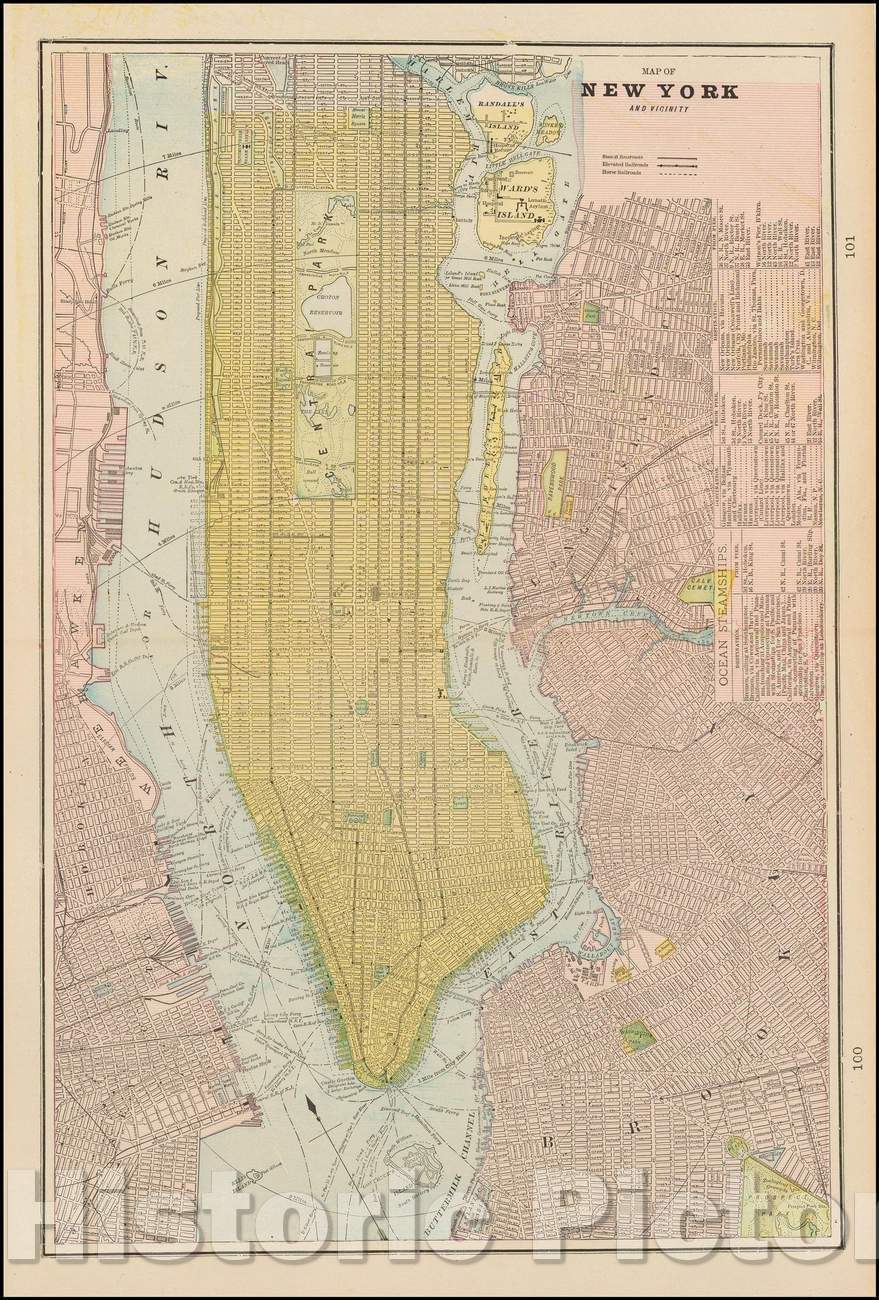 Historic Map - New York [Plan of New York City], 1894, George F. Cram ...