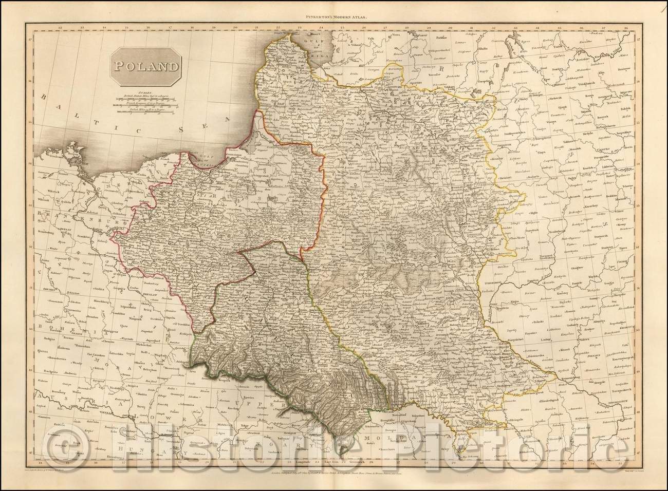 Historic Map - Poland, 1815, John Pinkerton - Vintage Wall Art ...