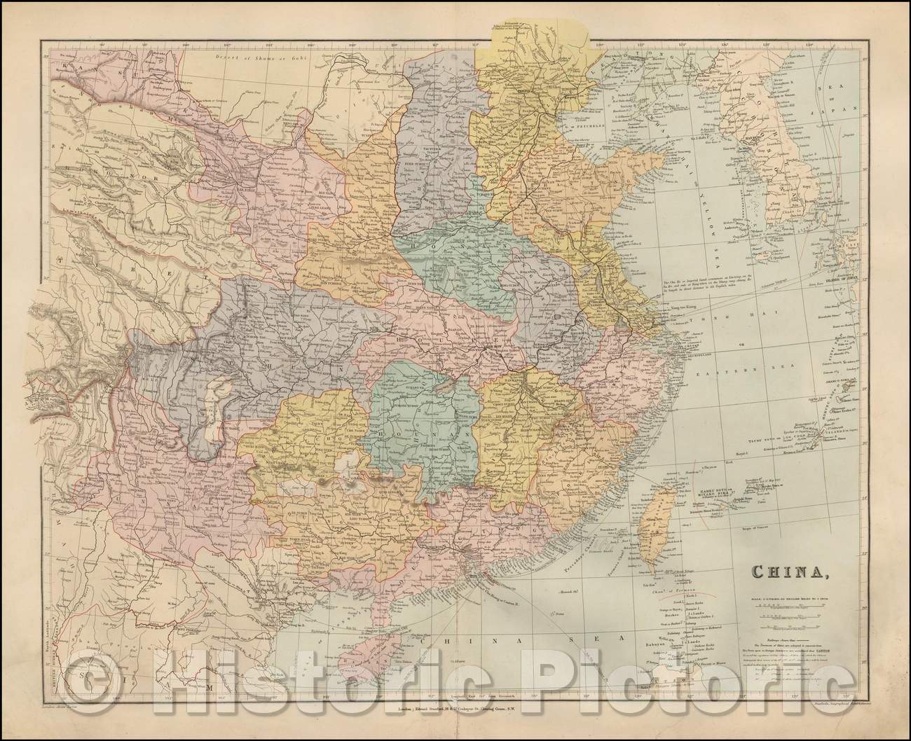 Historic Map - China, 1896, Edward Stanford - Vintage Wall Art ...