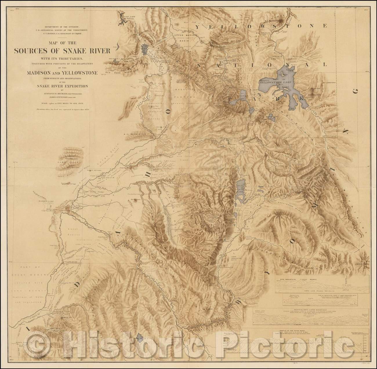 Historic Map - Map of the Sources of the Snake River With Its Tributar ...