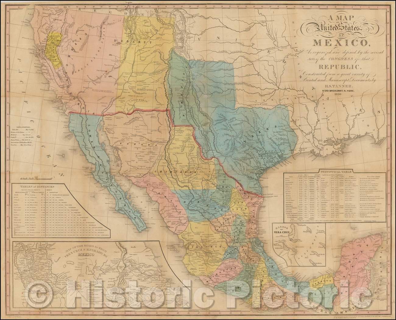 Historic Map - United States of Mexico, As organized and defined, 1850 ...