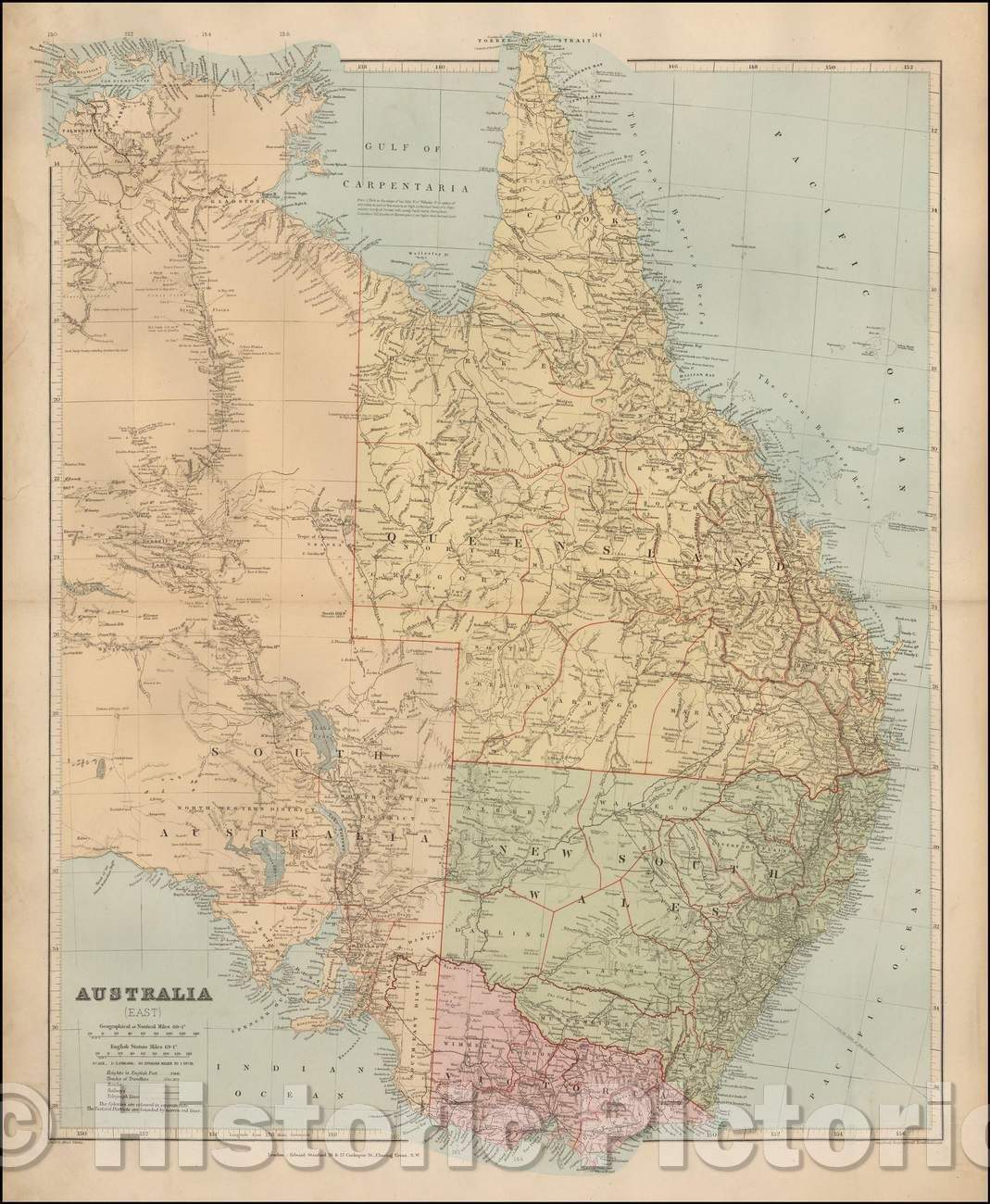 Historic Map - Australia (East), 1896, Edward Stanford - Vintage Wall ...