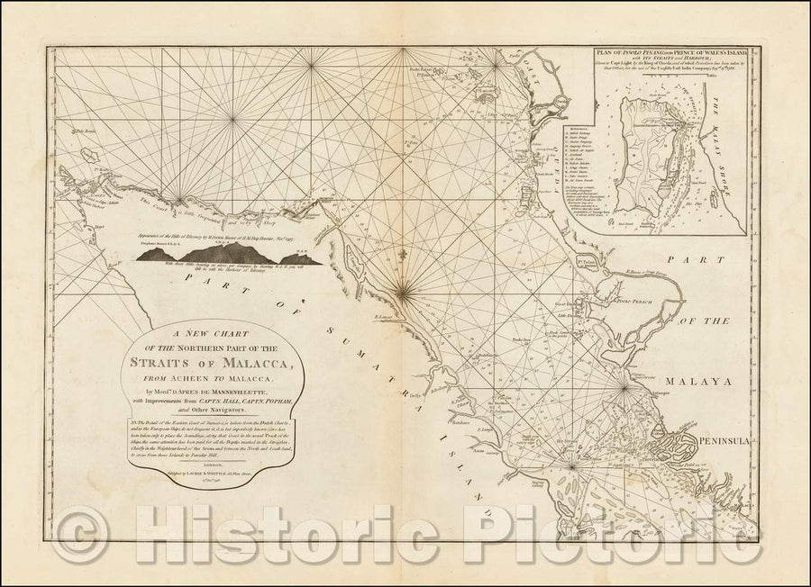 Historic Map - A New Chart of the Northern Part of the Straits of Mala ...