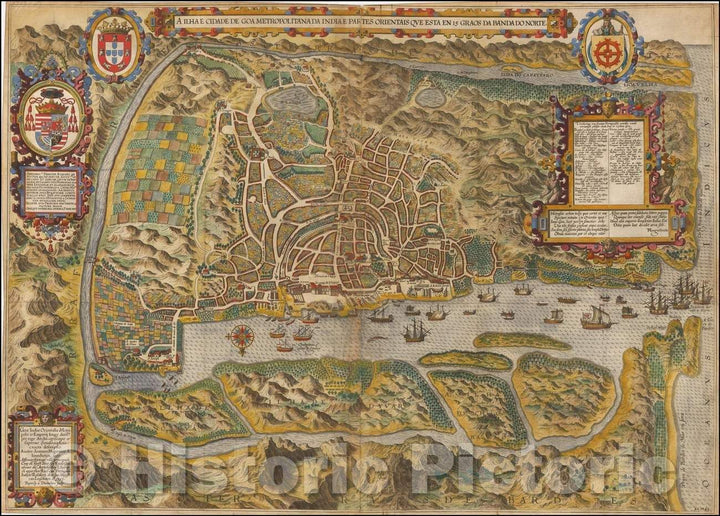 Historic Map - A Ilha e Cidade de Goa Metropolitana da India E Partes ...