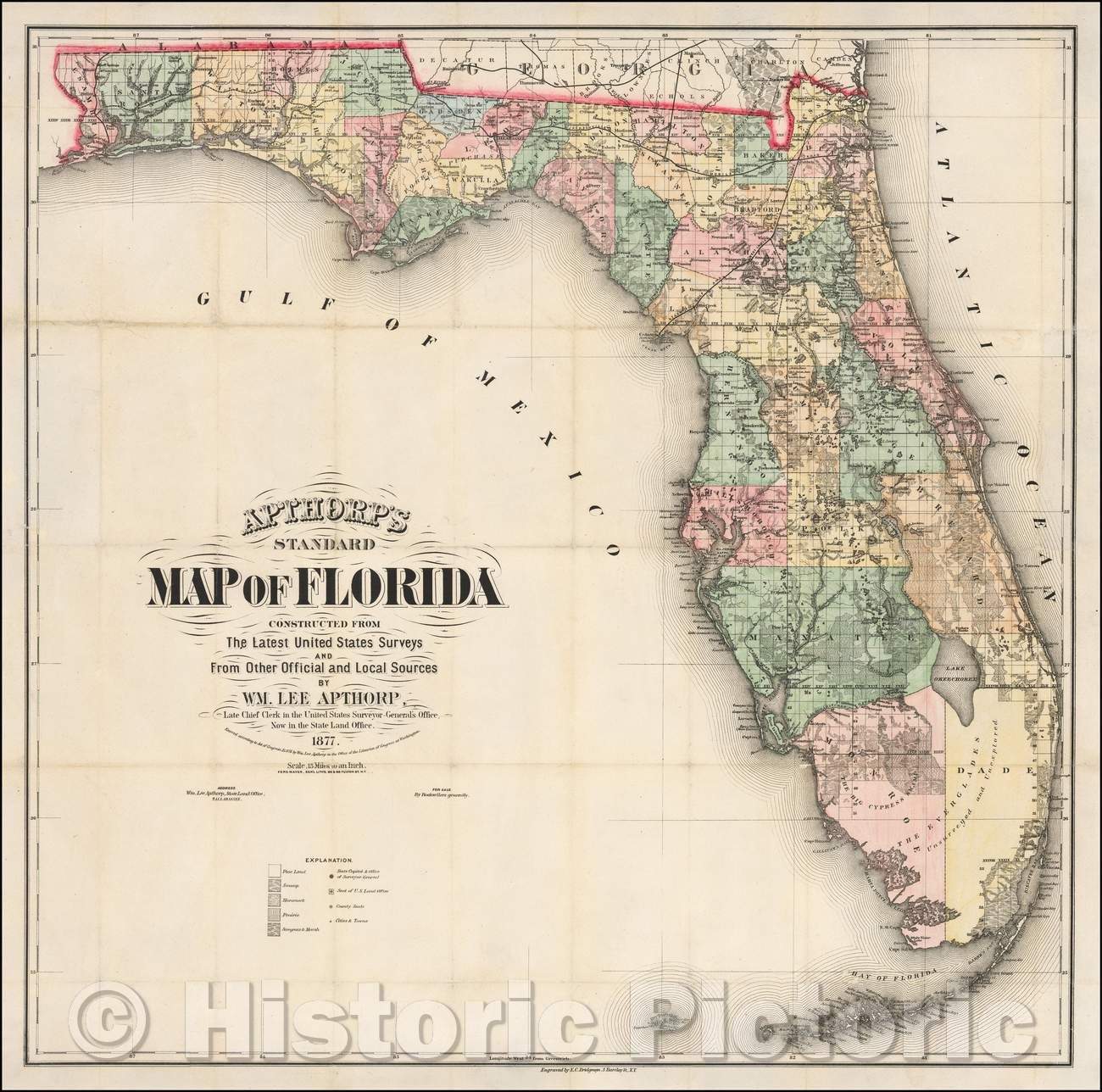 Historic Map - Apthorp's Standard Map of Florida Constructed From The ...
