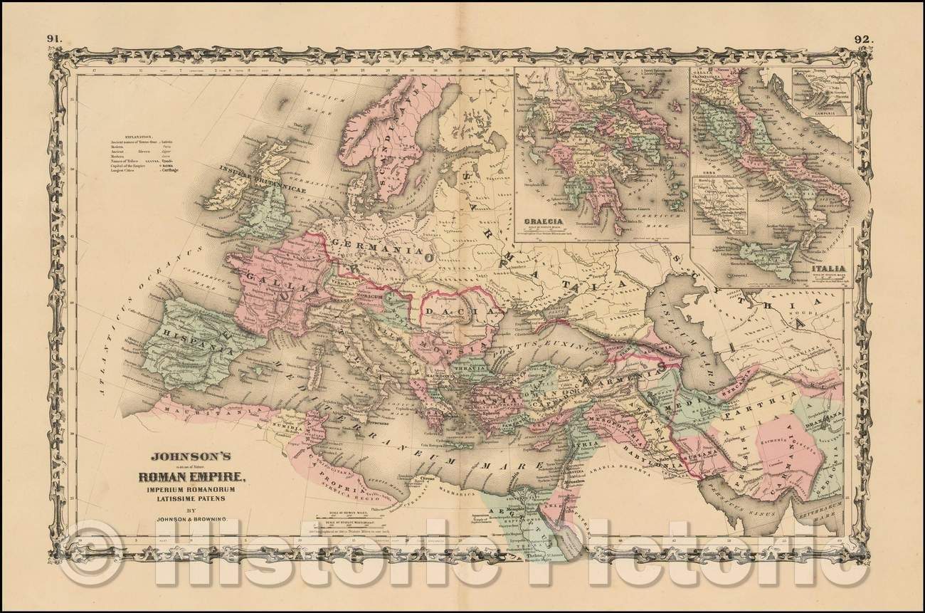 Historic Map - Johnson's Roman Empire, 1861, Alvin Jewett Johnson v3 ...