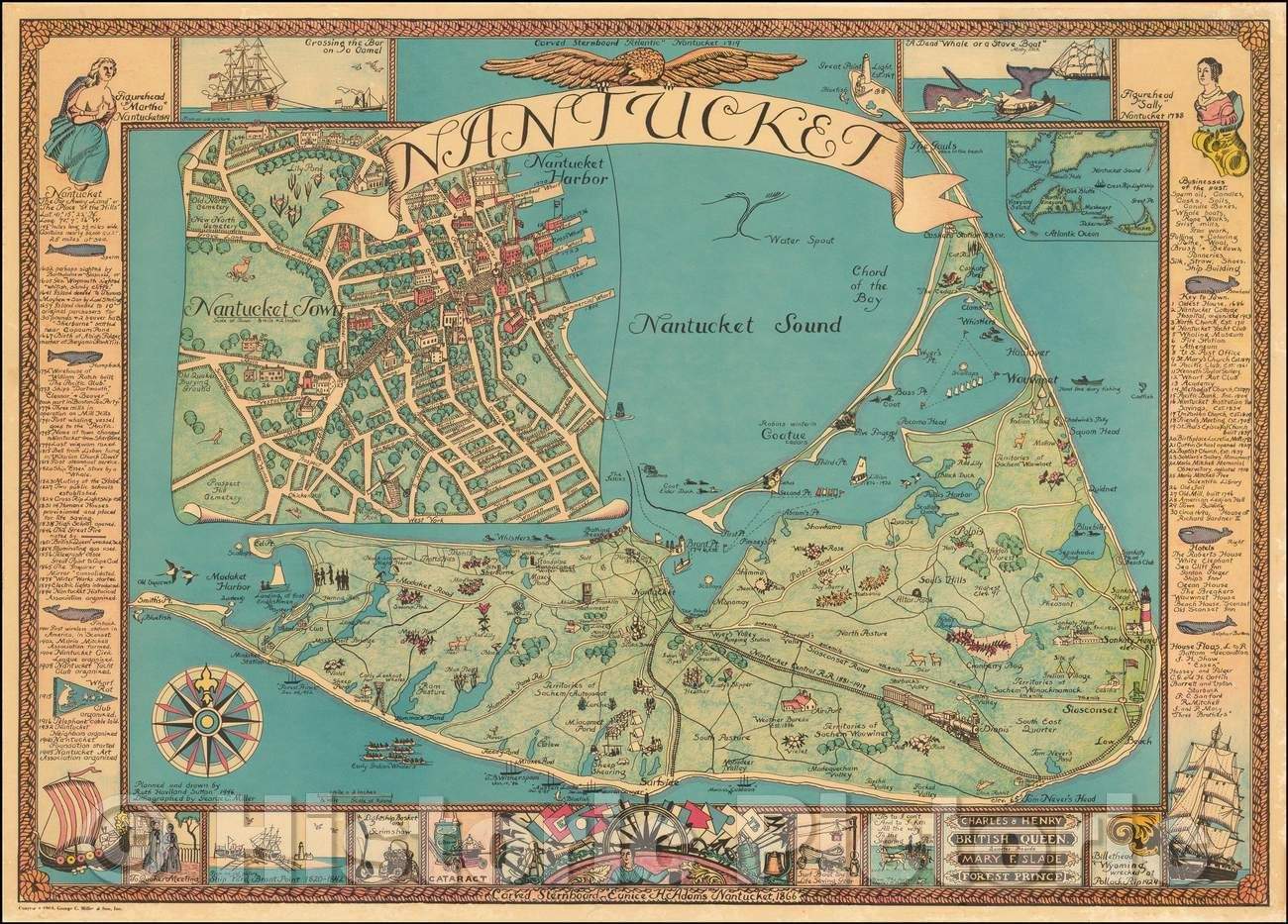 Historic Map - Nantucket, 1946, George C. Miller & Son - Vintage Wall ...