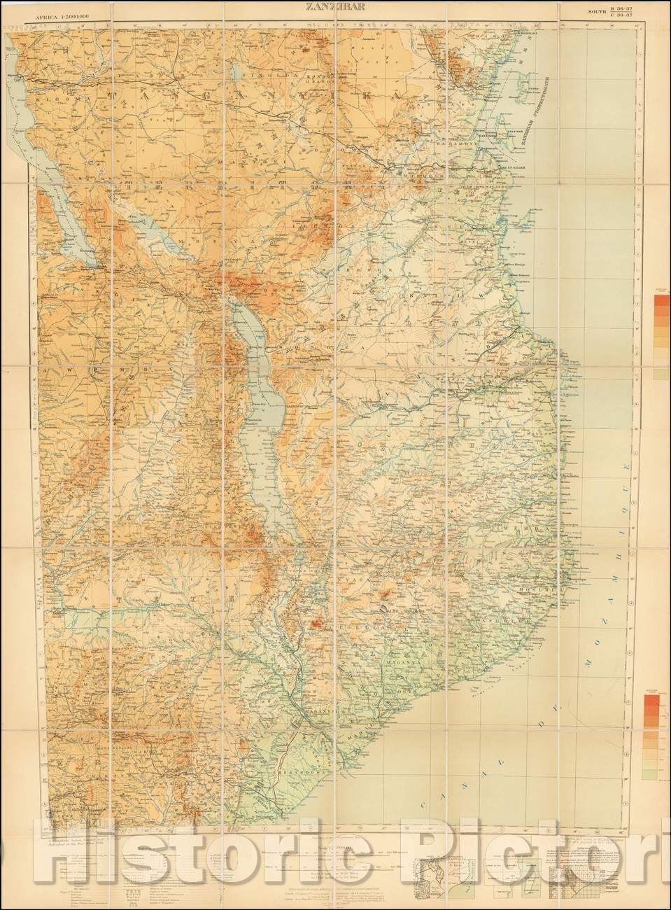 Historic Map - Zanzibar, Tanzania, 1929, Great Britain War Office Geog ...