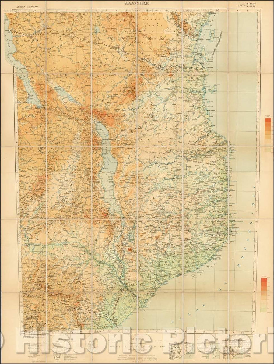 Historic Map - Zanzibar, Tanzania, 1929, Great Britain War Office Geog ...