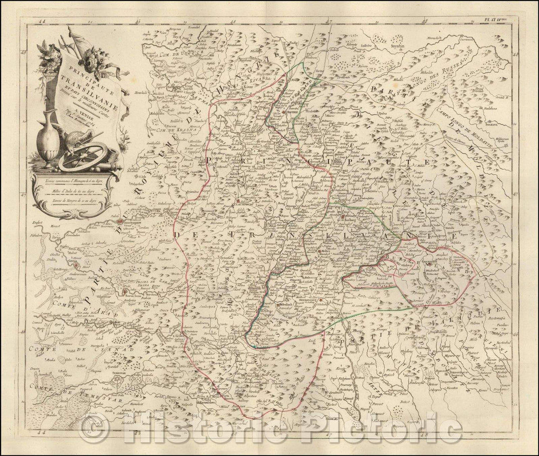 Historic Map - Principaute de Transilvanie et Pays Circonvoisins Dress ...