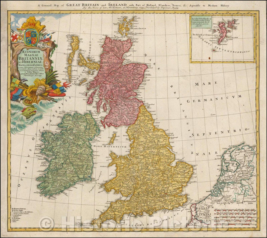 Historic Map - Regnorum Magnae Britanniae et Hiberniae Mappa Geographi ...