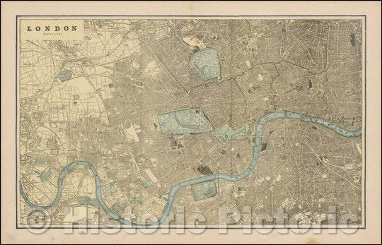 Historic Map - London (England), 1892, George F. Cram - Vintage Wall A ...