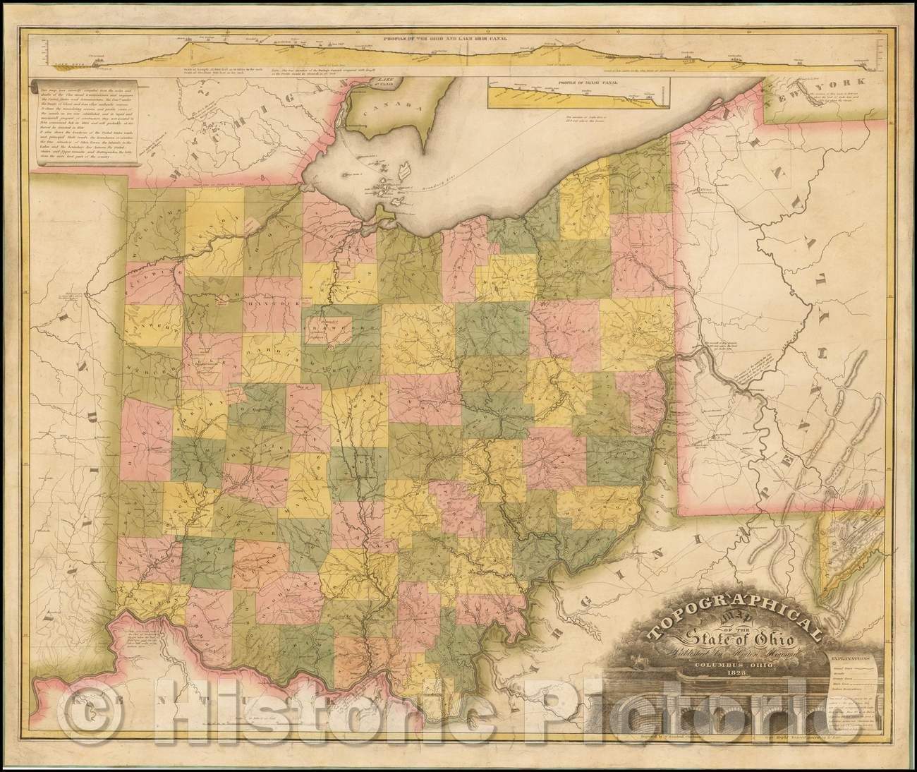 Historic Map - Topographical Map of the State of Ohio, 1828, Horton Ho ...