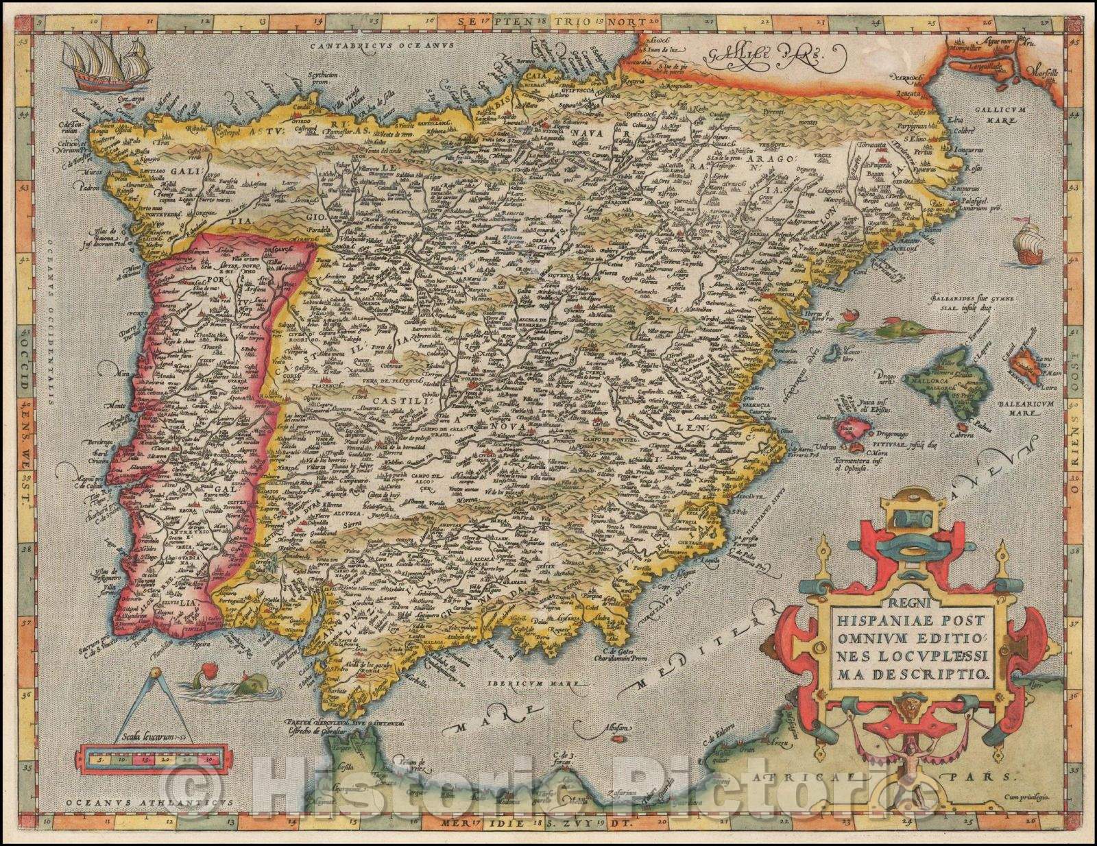 Spain Regional Map 1584 Theatrum Orbis Terrarum Print – Historic Pictoric
