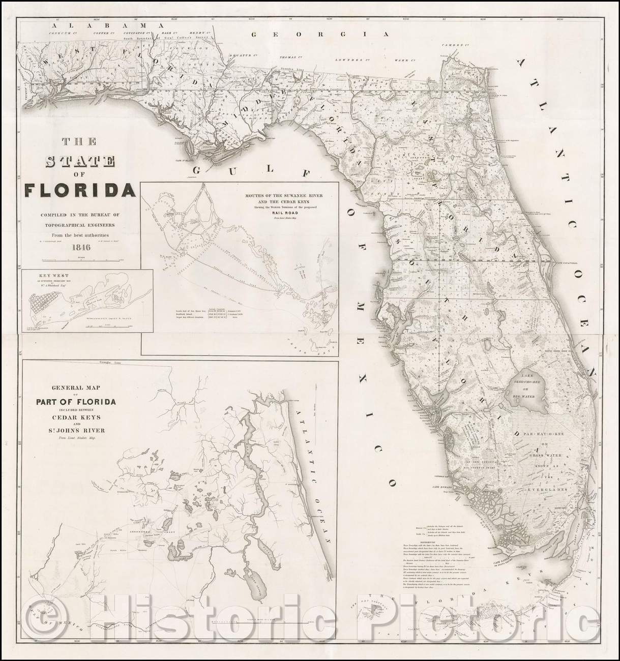 Historic Map - The State of Florida, compiled In The Bureau Topographi ...
