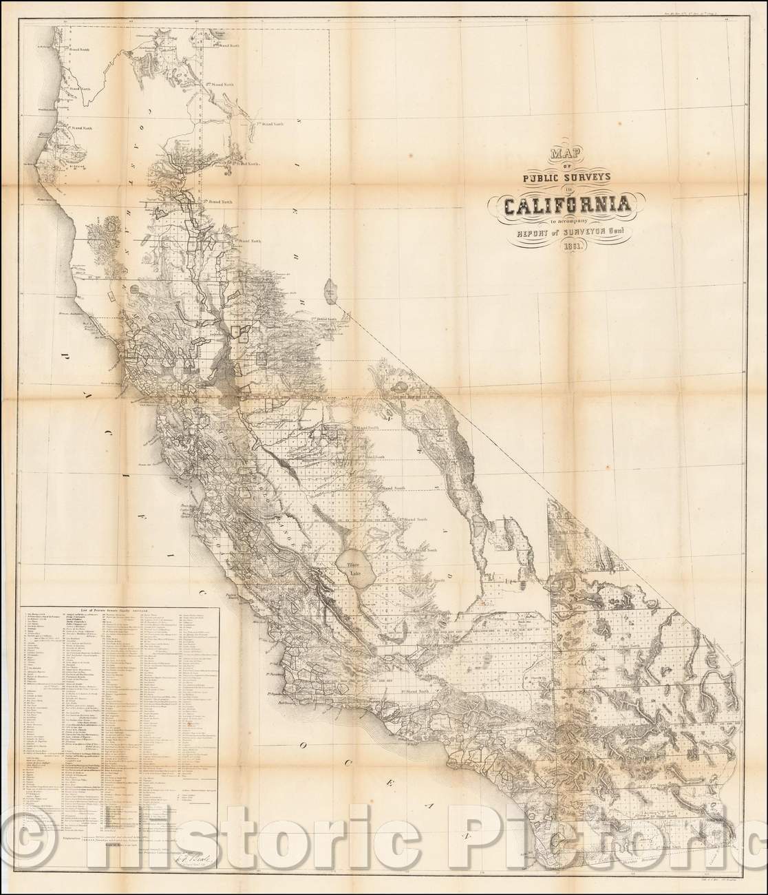 Historic Map - Map of Public Surveys in California, 1861, General Land ...