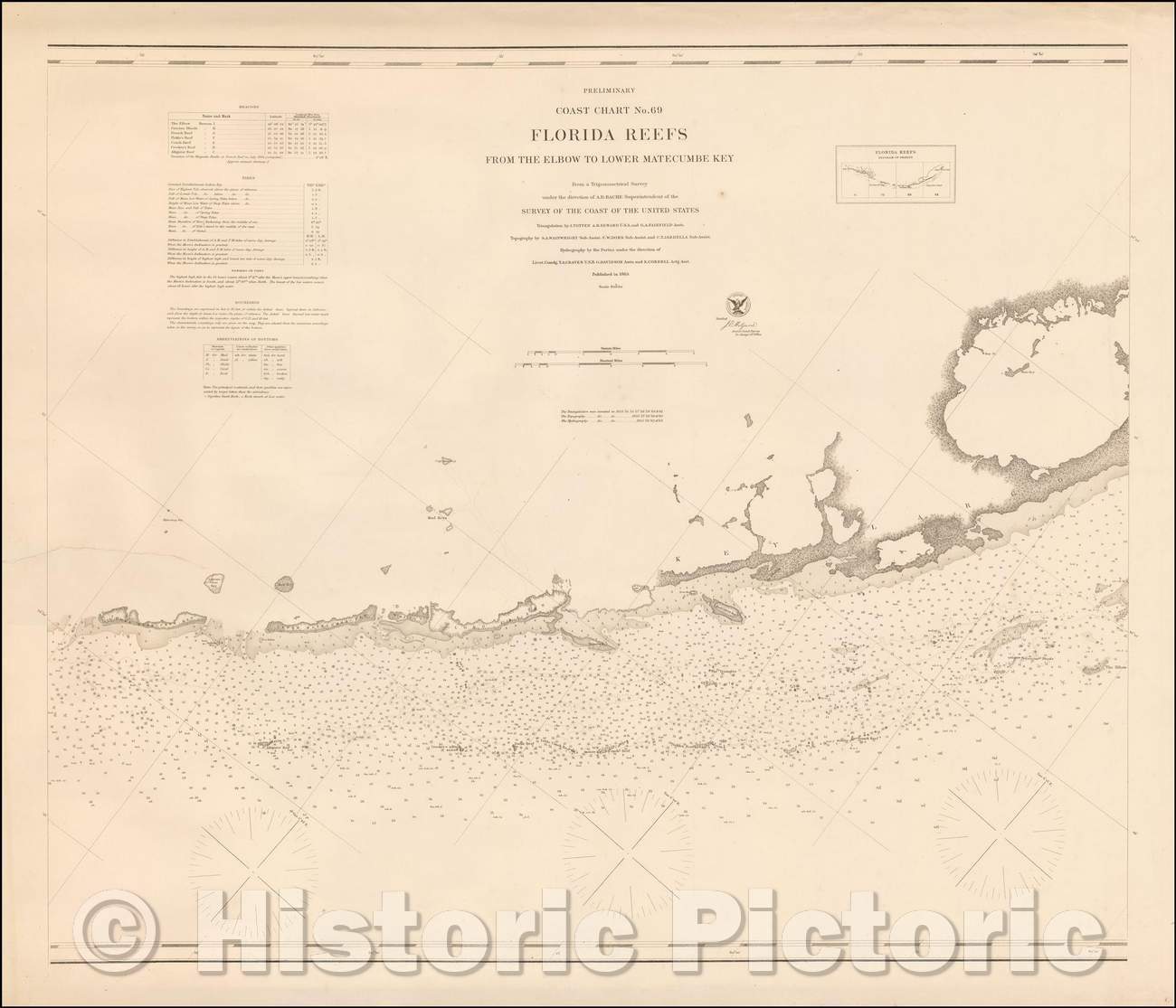 Historic Map - Coast Chart No. 69 Florida Reefs From The Elbow To Lowe ...