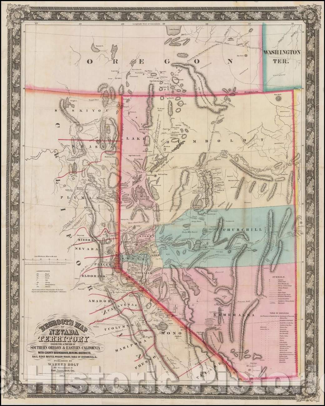 Historic Map - DeGroot's Map of Nevada Territory exhibiting a portion ...