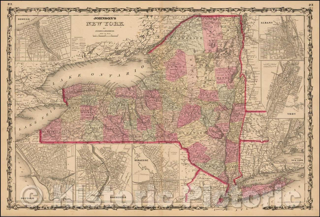 Historic Map - Johnson's New York, 1861, Alvin Jewett Johnson - Vintag ...