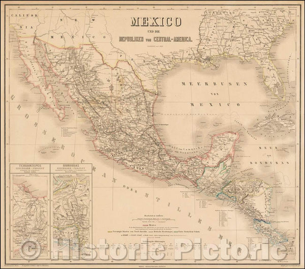Historic Map - Mexico und die Republiken von Central-America/Map of Ce ...
