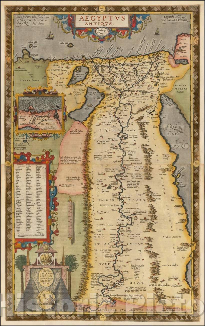 Aegyptus Antiqua Ancient Egypt Map 1584 Historical Print – Historic ...