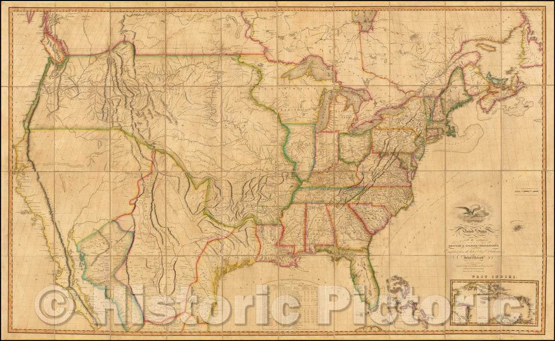 Historic Map - Map of the United States with the Contiguous British ...