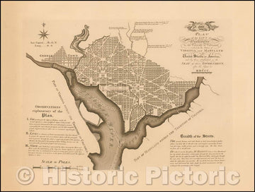 Historic Map - First Official Plan of Washington D.C. Plan of the City ...
