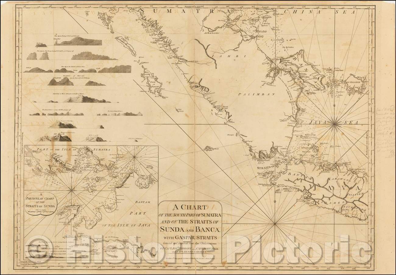 Historic Map - A Chart of the South Part of Sumatra and of the Straits ...