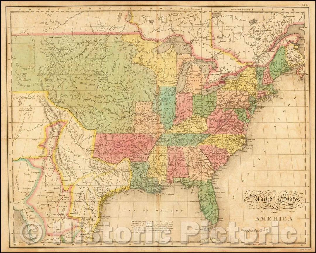 Historic Map - United States Of America, 1823, John Melish - Vintage W ...