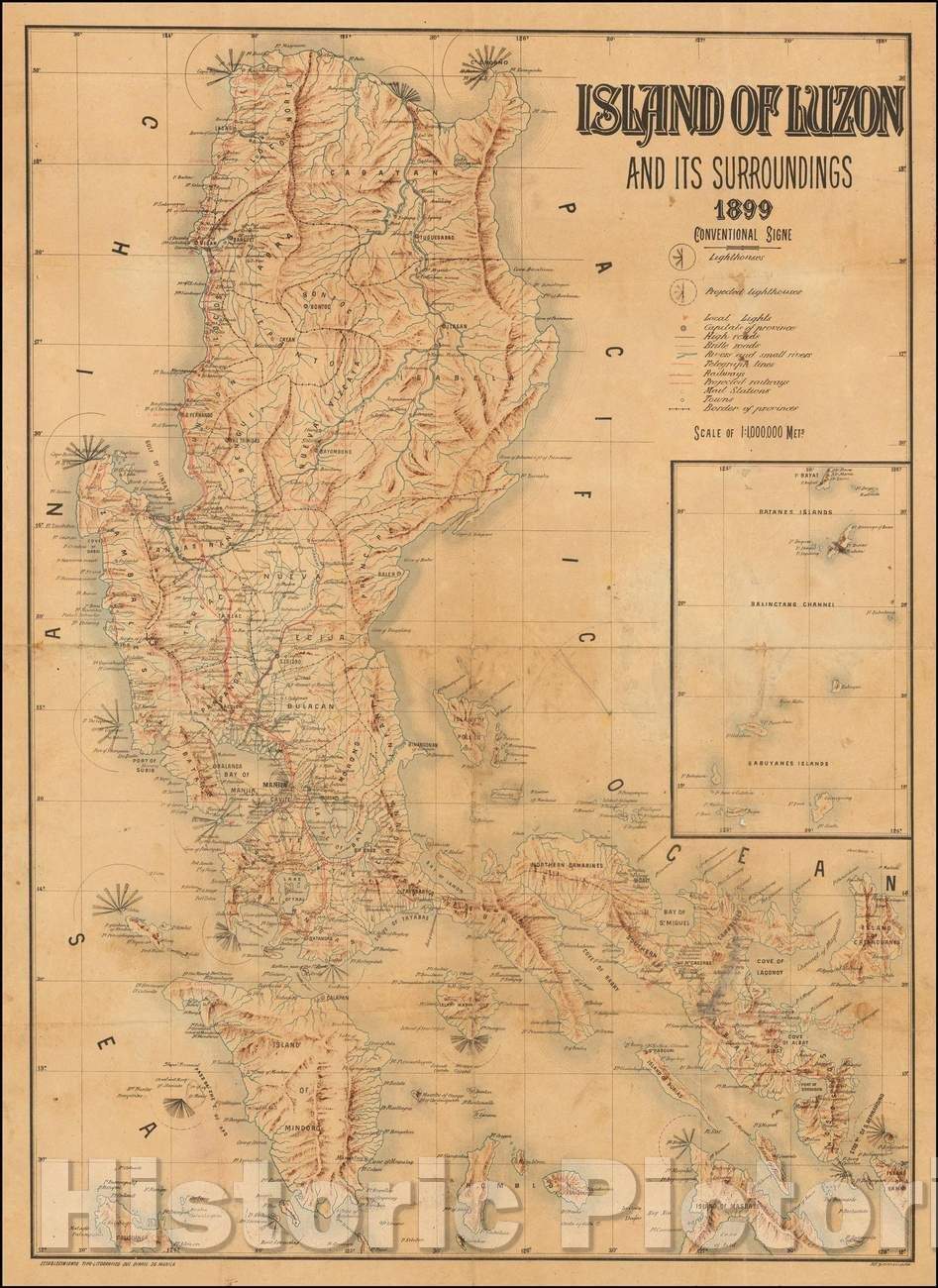 Historic Map - Island of Luzon and its surroundings, 1899, Francisco J ...
