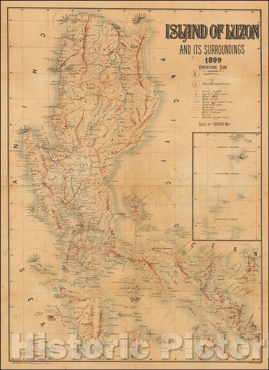 Historic Map - Island of Luzon and its surroundings, 1899, Francisco J ...