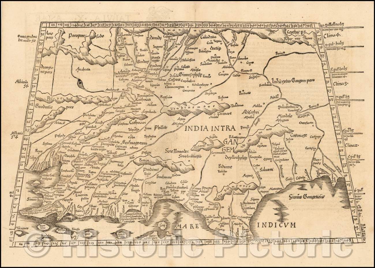 India Map 1525 - Historical Map Print & Wall Art | Historic Pictoric