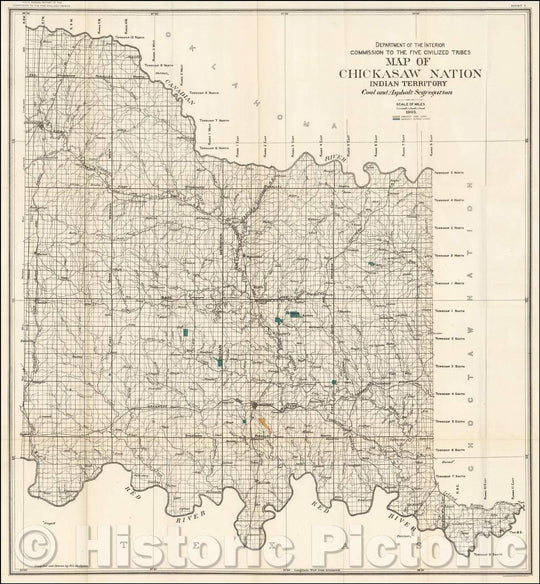 Historic Map - Map of Chickasaw Nation, Indian Territory, Coal and Asp ...