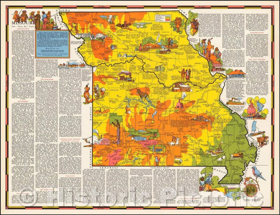 Historic Map - Missouri The, 1939, R.T. Aitchison - Vintage Wall Art – Historic Pictoric