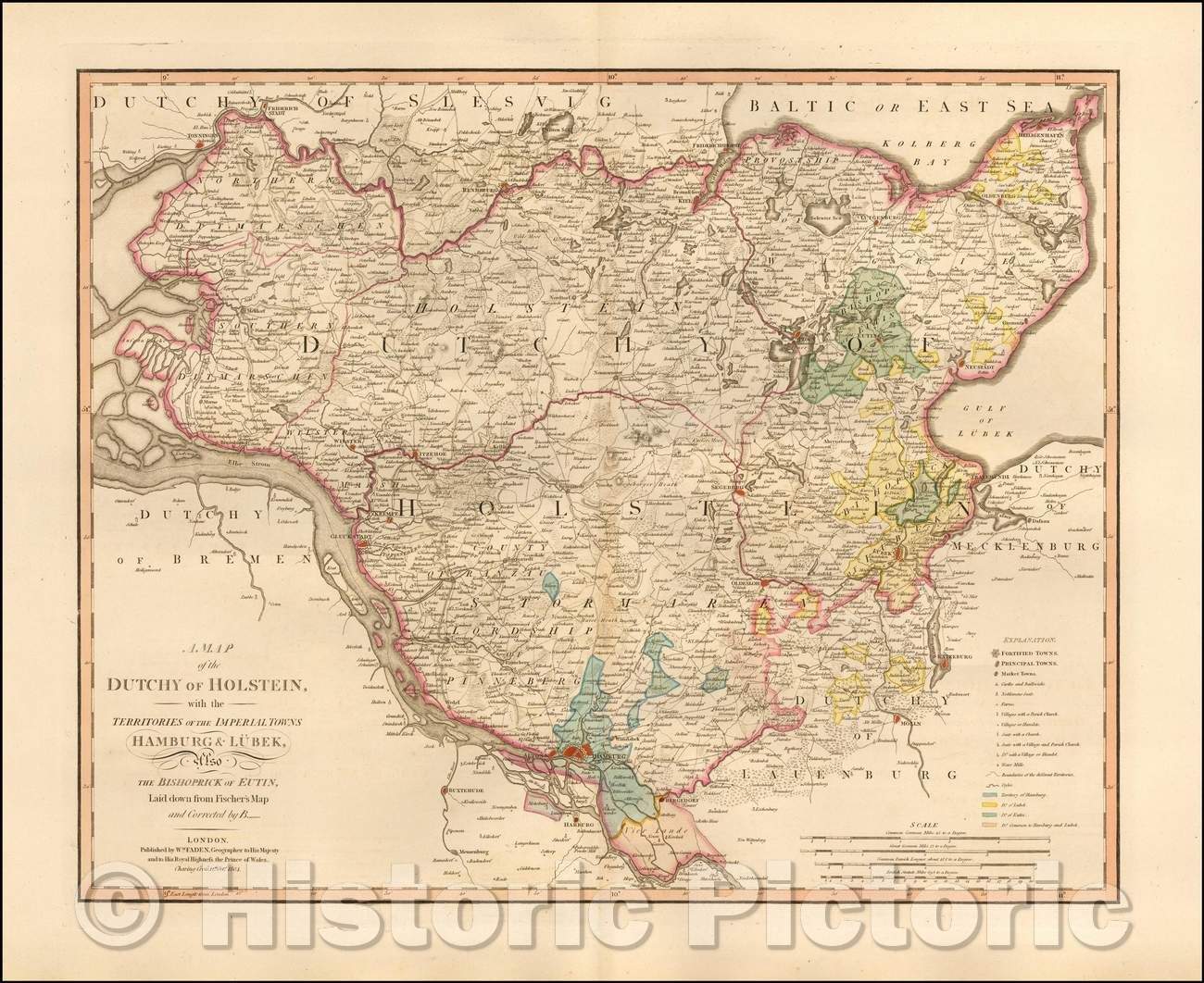 Historic Map - Dutchy of Holstein with the Territories of the Imperial ...