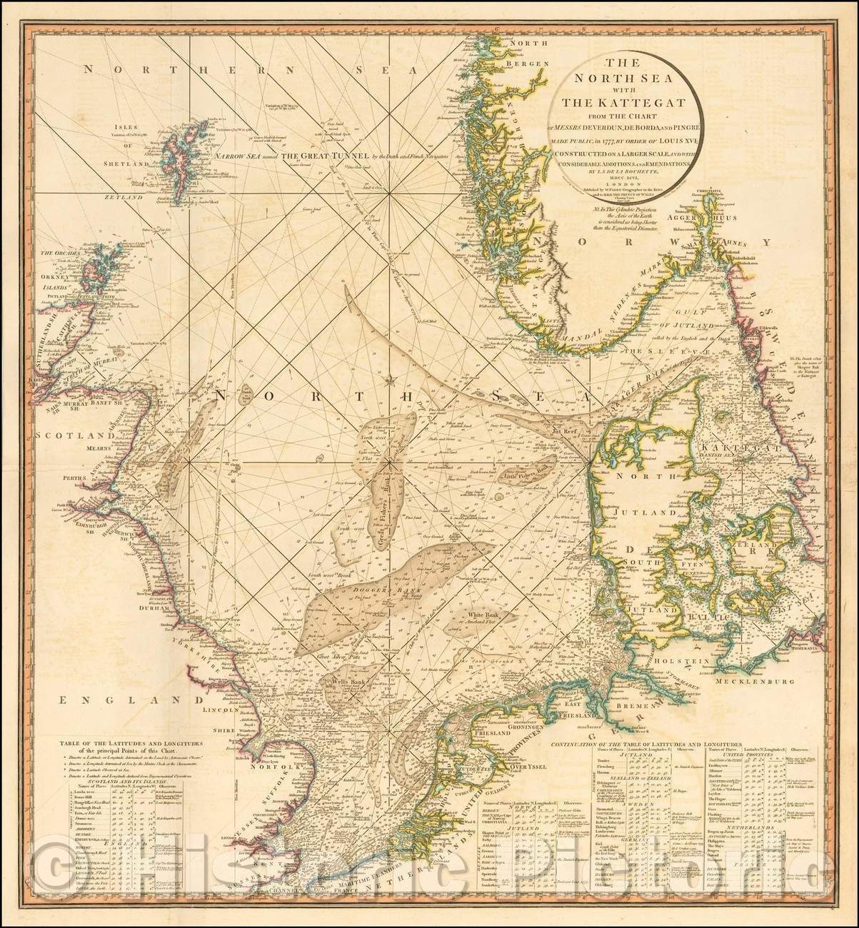 Historic Map - The North Sea with The Kattegat from the Chart of Messr ...